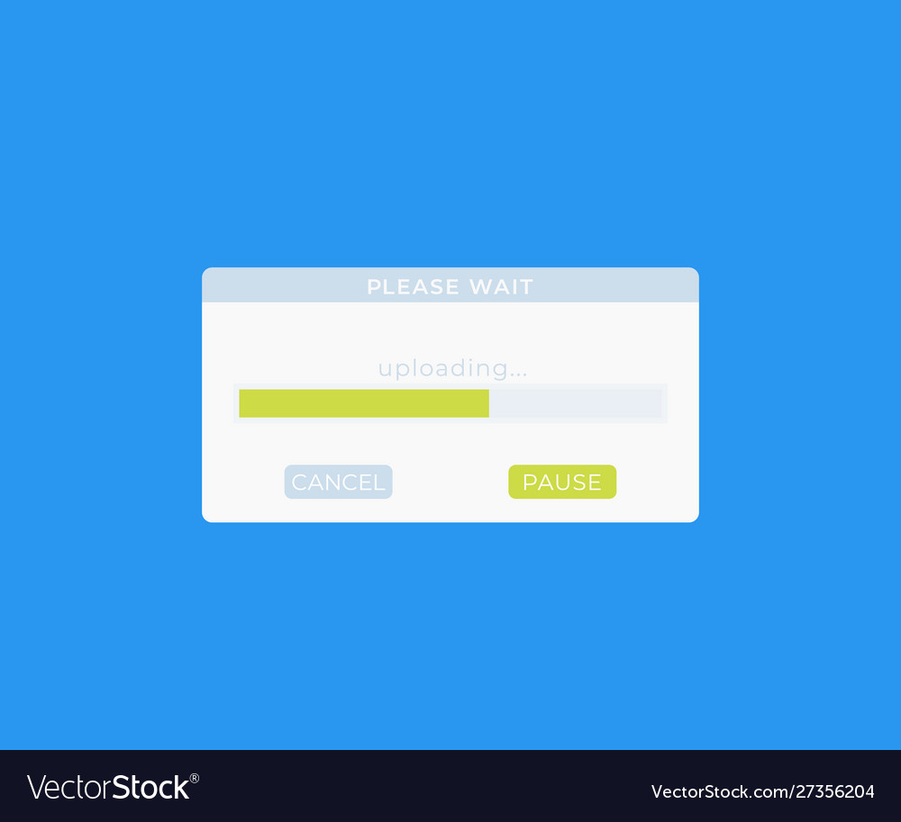 Upload window with progress bar interface Vector Image Upload window with progress bar interface Vector Image