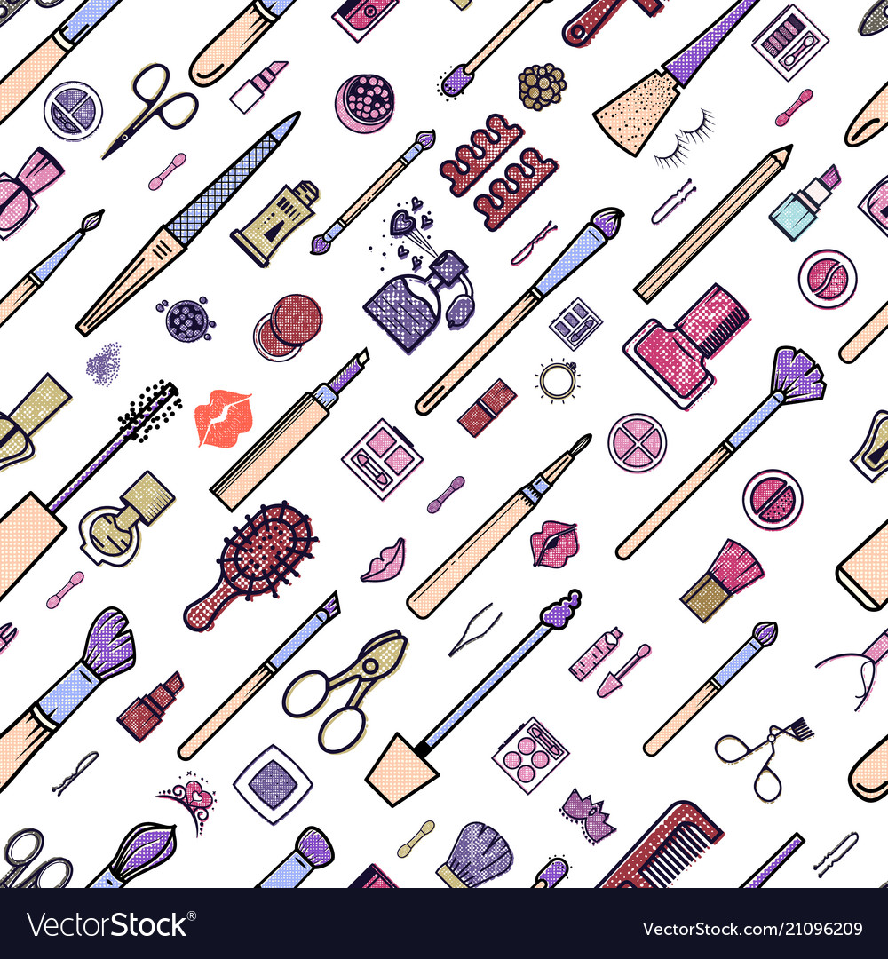 Makeup seamless pattern Royalty Free Vector Image