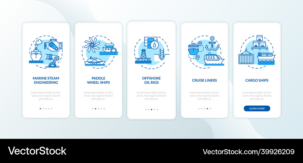 Marine engineering onboarding mobile app page Vector Image