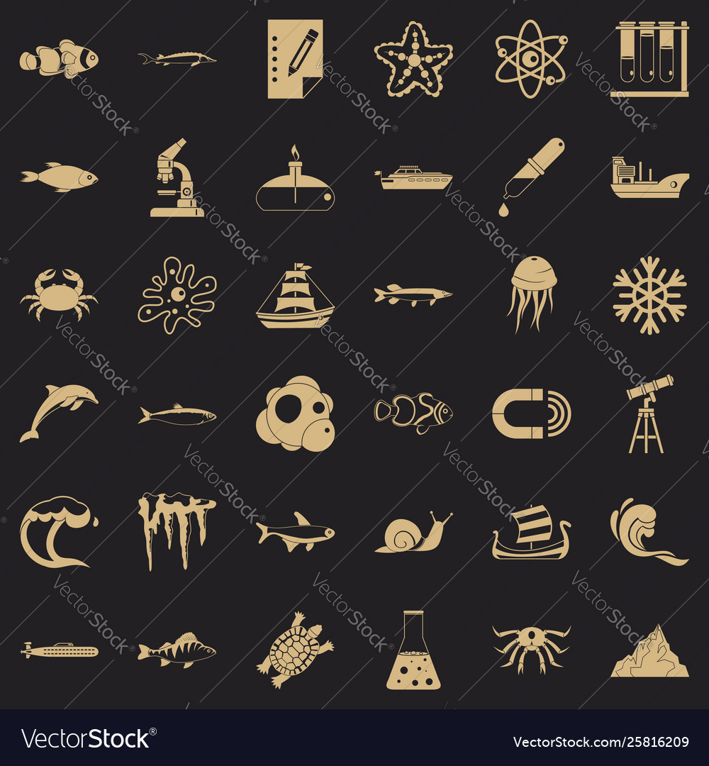 Source icons set simple style Royalty Free Vector Image