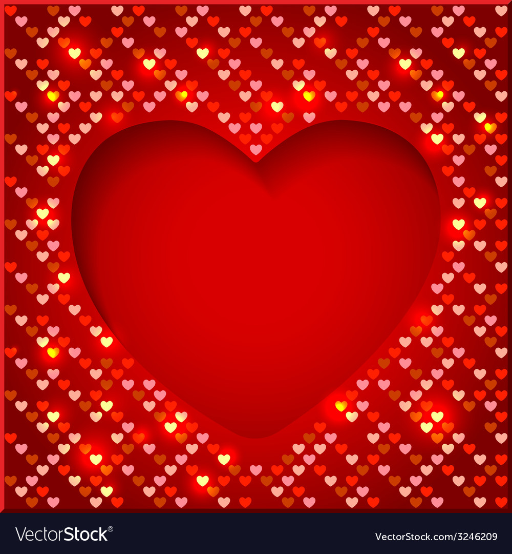 Valentines Day bright frame with shiny hearts Vector Image