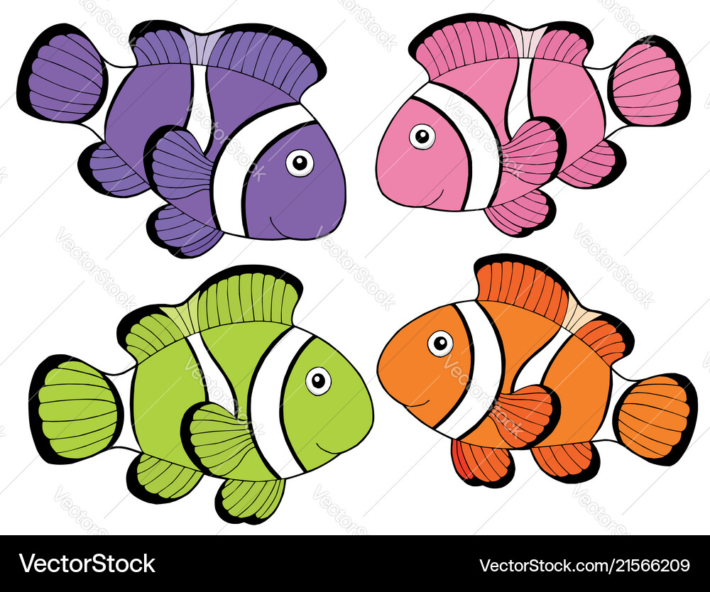 Various color clownfishes 2 Royalty Free Vector Image