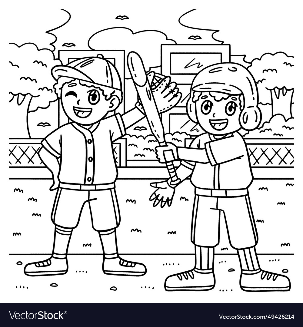 Baseball teammate coloring page for kids Vector Image