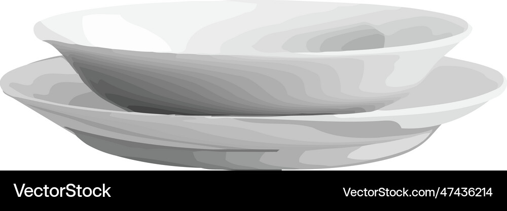 Clean crockery stack white background Royalty Free Vector