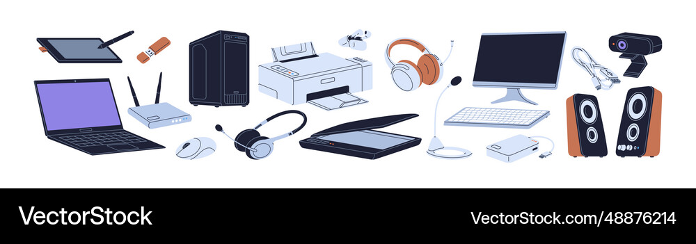 Computer & Tech Equipment Set Royalty Free Vector Image