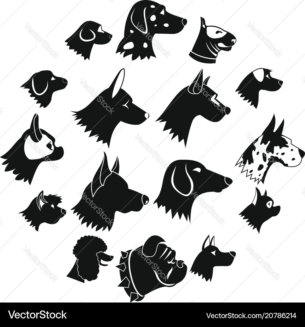 Dog icons set simple style Royalty Free Vector Image