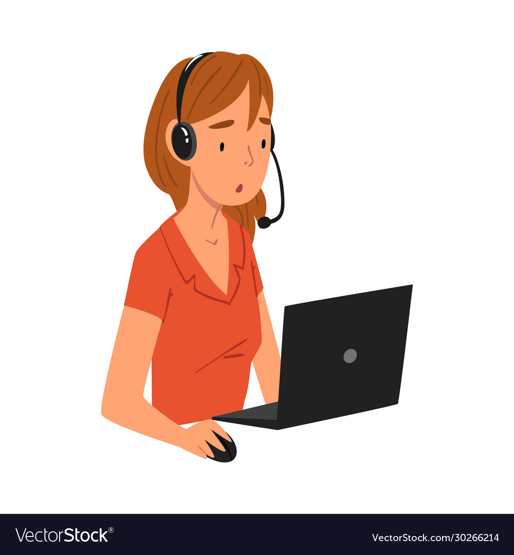Female call center operator online customer Vector Image Female call center operator online customer Vector Image