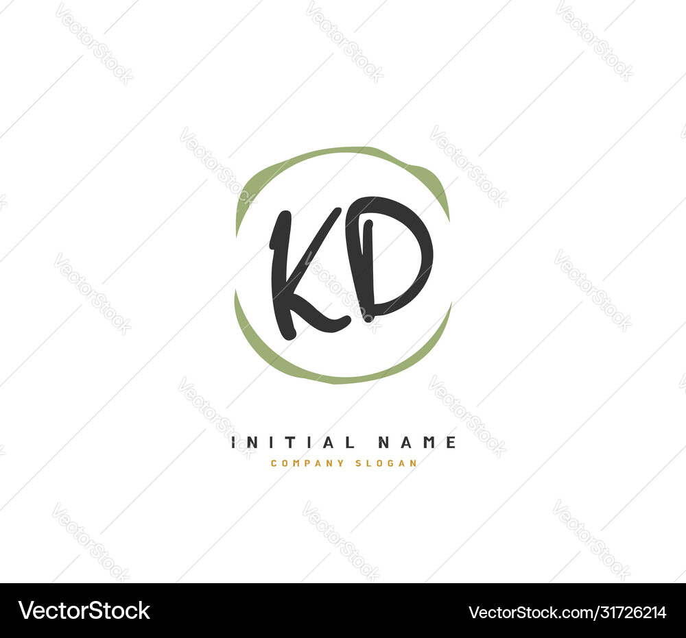 K d kd beauty initial logo handwriting logo Vector Image