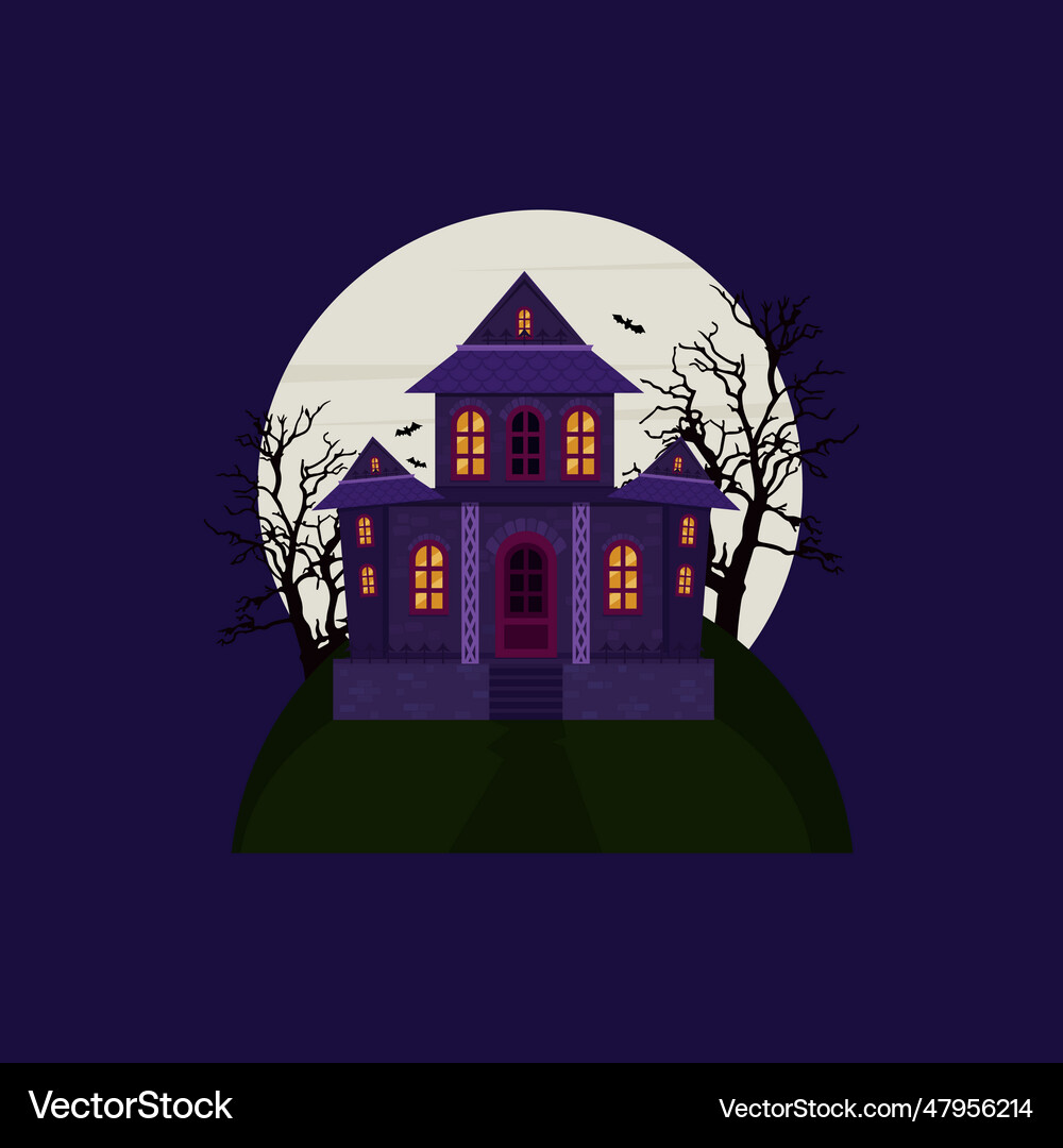 Scary castle house with a cemetery Royalty Free Vector Image