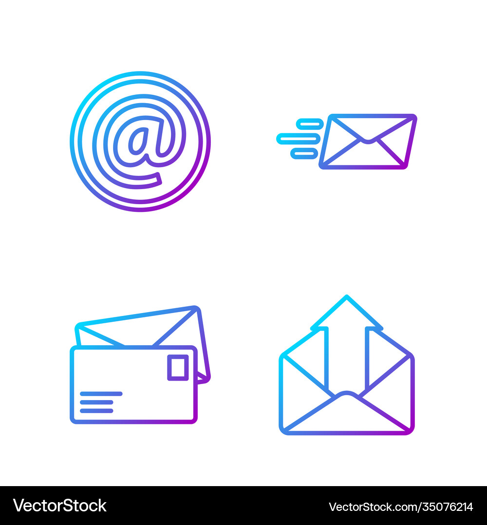 Set line outgoing mail envelope mail and e-mail Vector Image