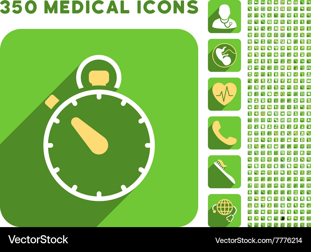 Stopwatch icon and medical longshadow set Vector Image