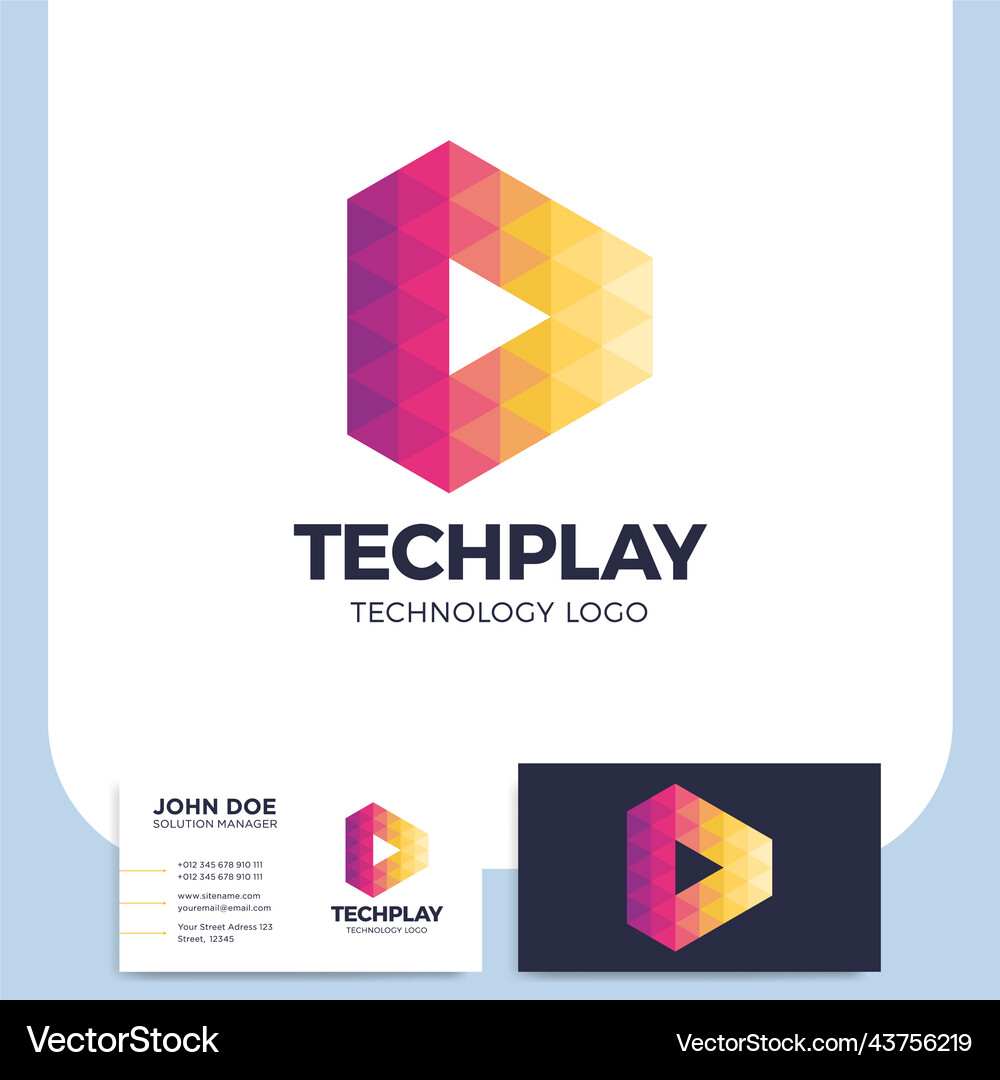 Multicolor triangle shape media play button logo – Free Vector ...