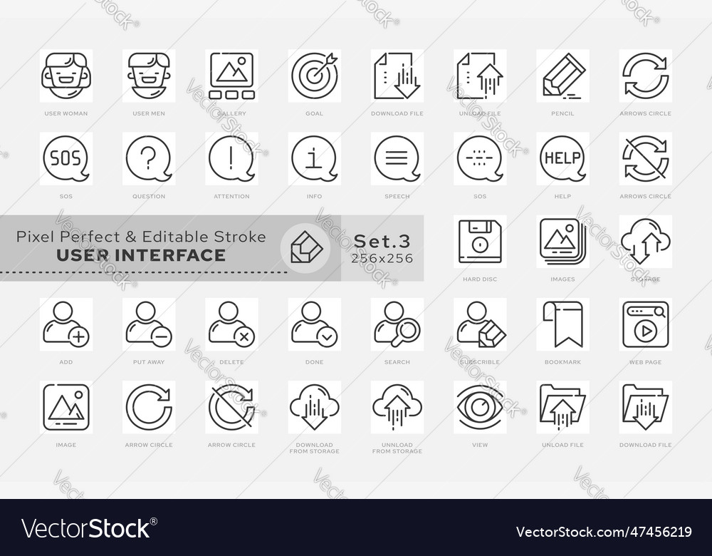 Pack icon user interface 03 Royalty Free Vector Image