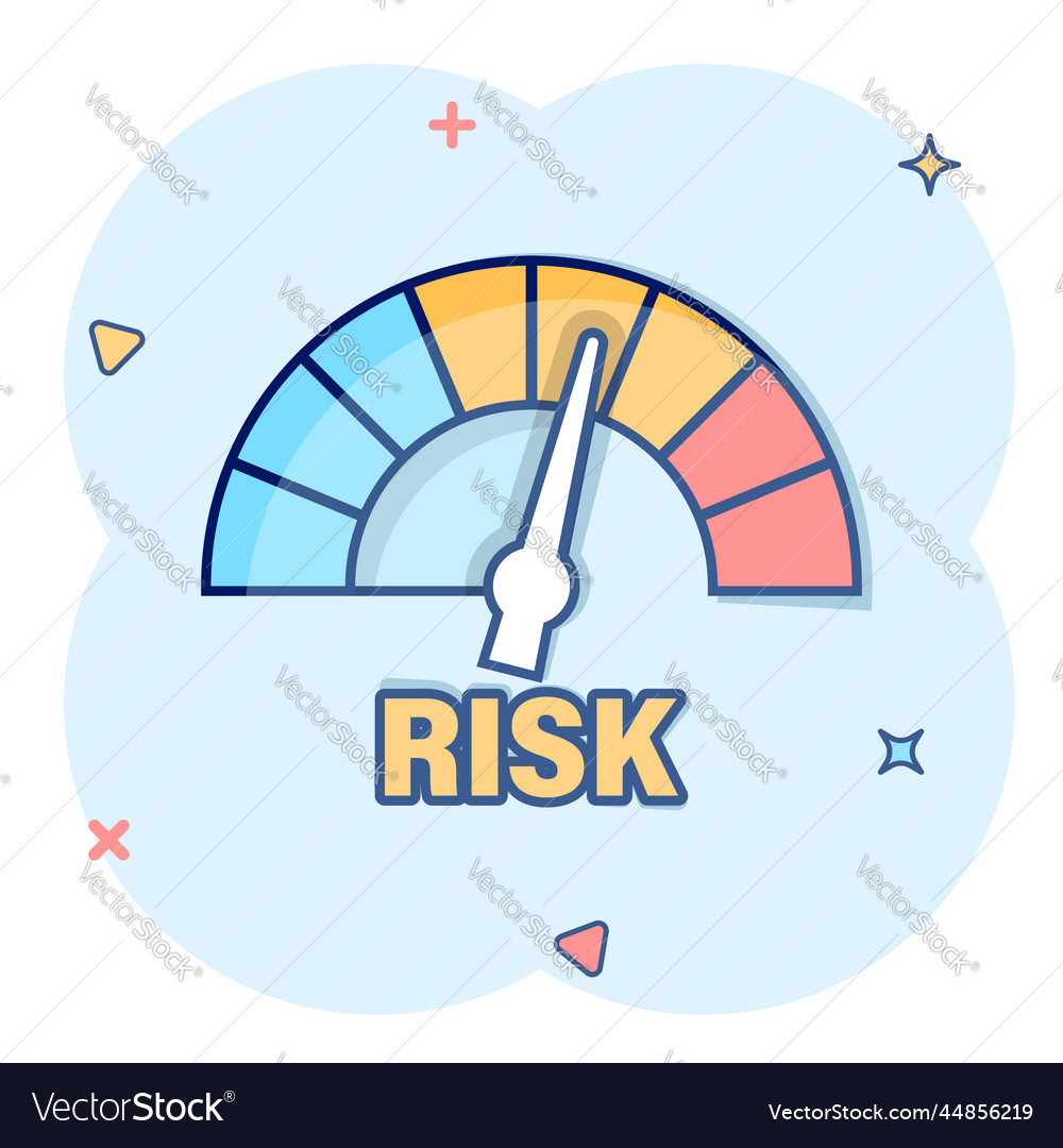 Risk meter icon in comic style rating indicator Vector Image