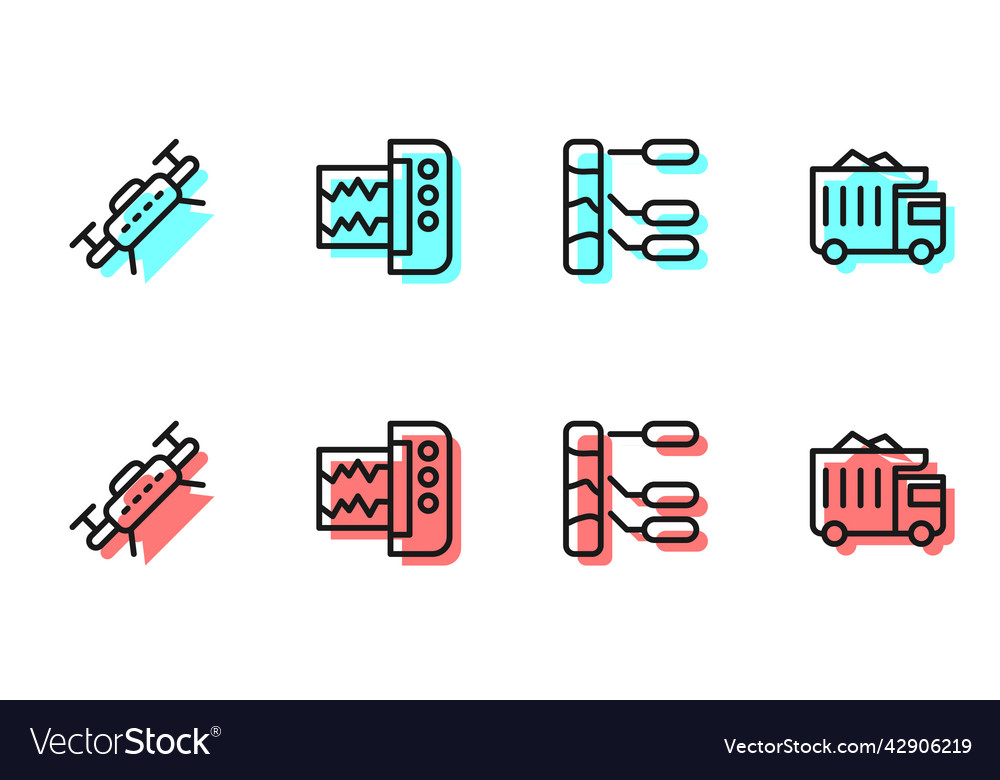 Set line soil analysis drone seismograph Vector Image Set line soil analysis drone seismograph Vector Image