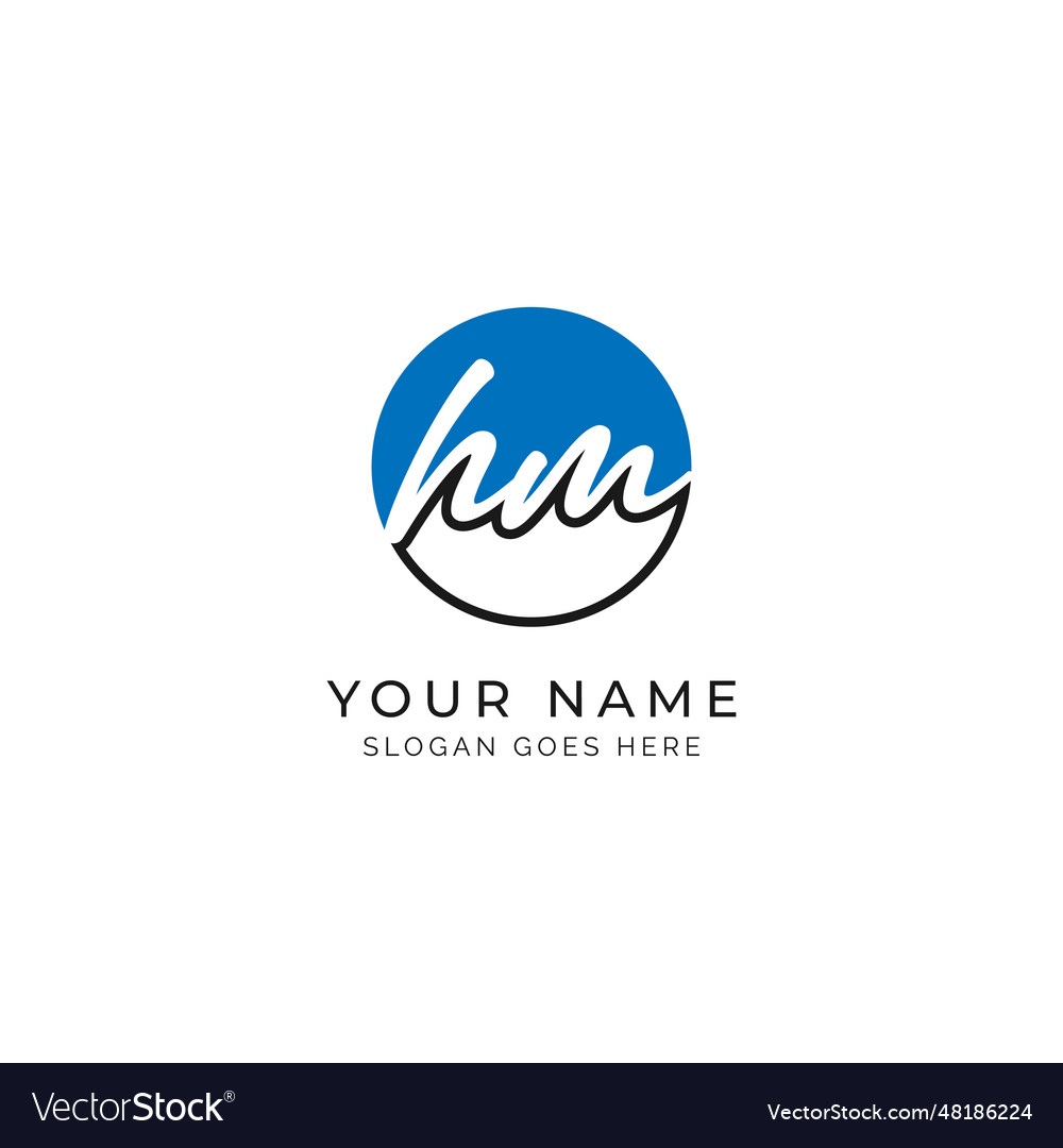 H m hm initial letter handwritten signature logo Vector Image