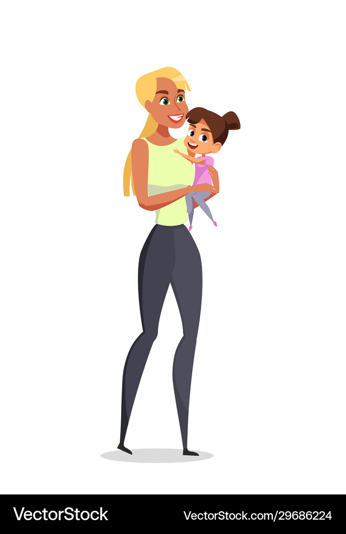 Mom and daughter flat Royalty Free Vector Image