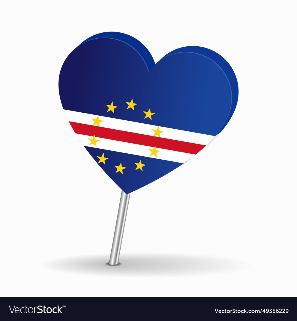 Cape verde flag heart-shaped map pointer layout Vector Image