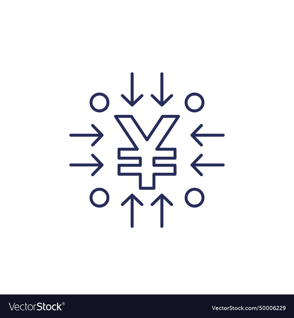 Income streams sources line icon with yuan Vector Image Income streams sources line icon with yuan Vector Image