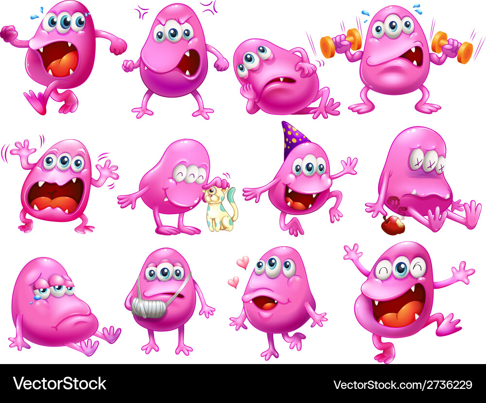 Monster actions Royalty Free Vector Image - VectorStock