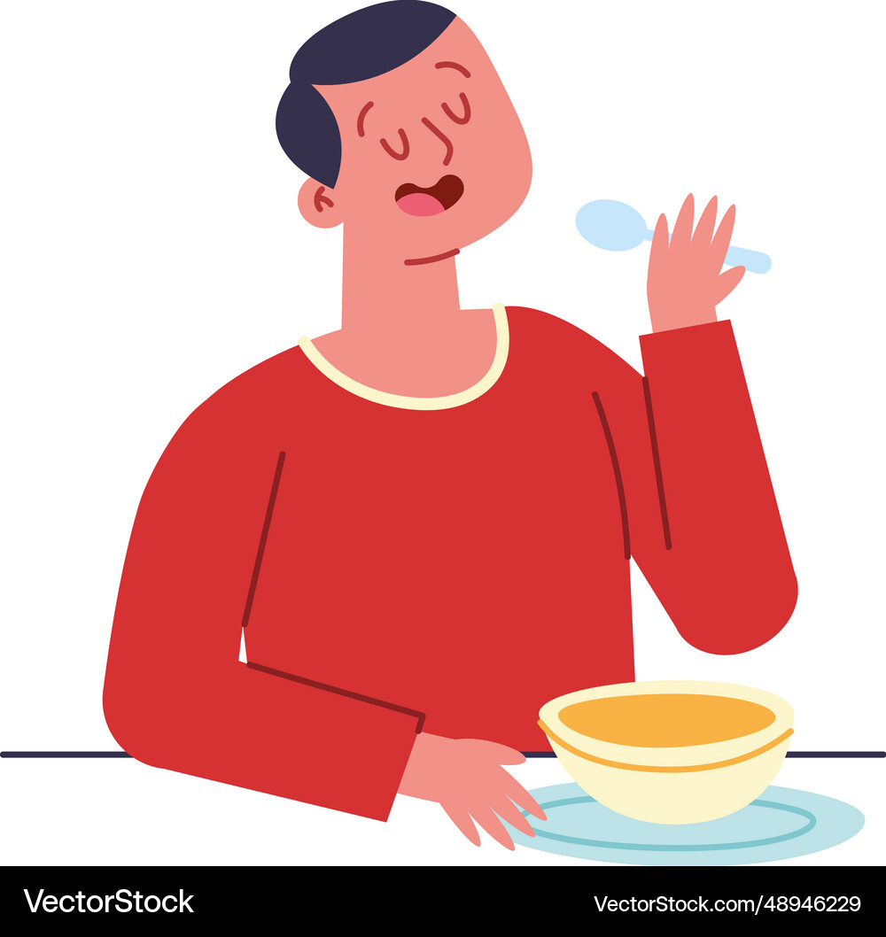 People eating soup Royalty Free Vector Image - VectorStock