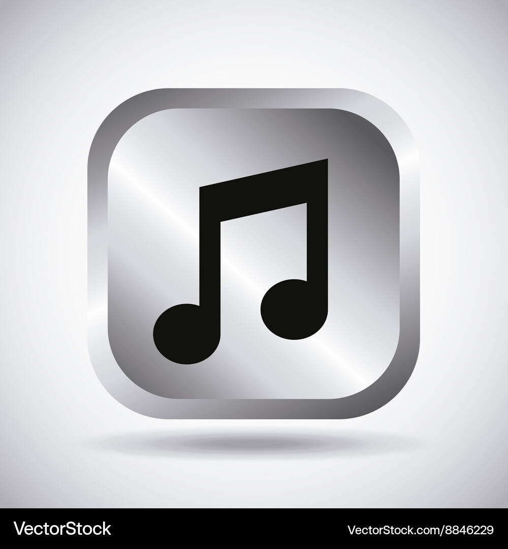 Silver music button design Royalty Free Vector Image