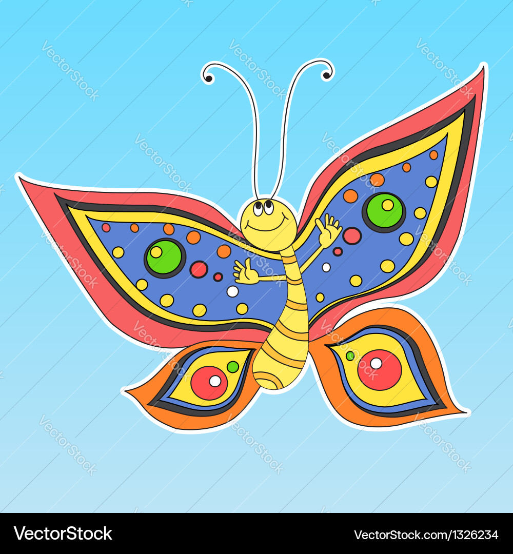 Cartoon happy butterfly Royalty Free Vector Image