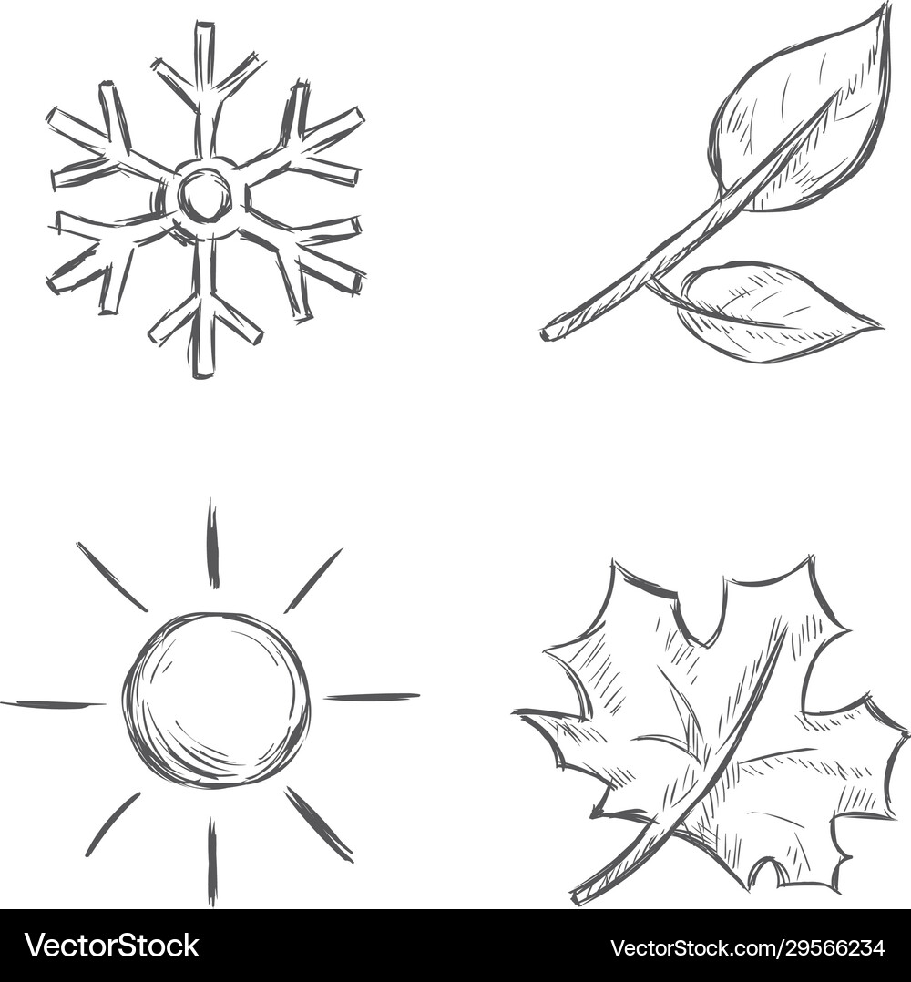 Set sketch season icons Royalty Free Vector Image
