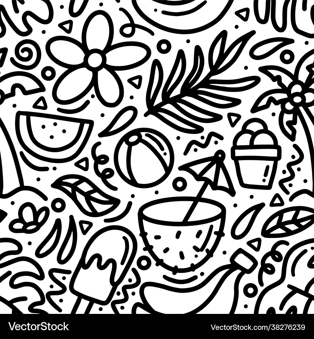 Hand drawn doodle set summer on beach Royalty Free Vector