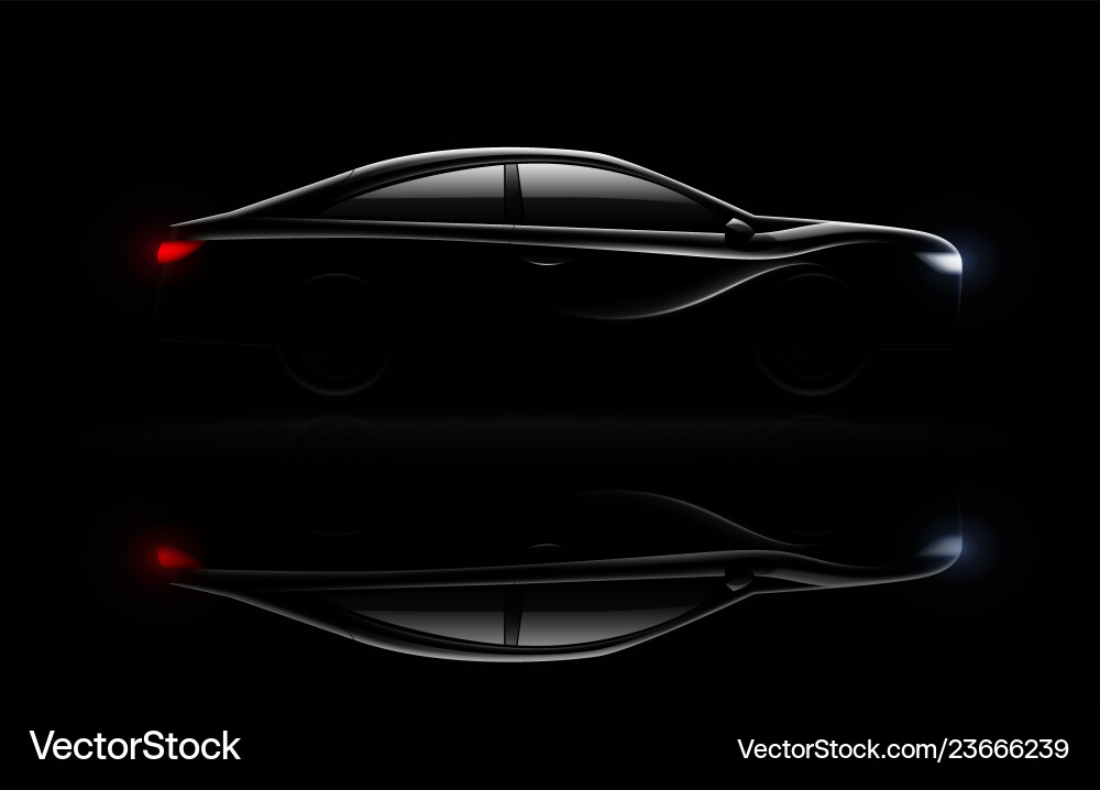 Lightened car darkness realistic reflection Vector Image