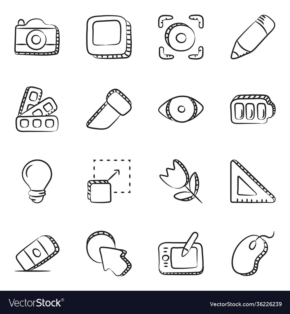 Pack graphic designing linear icons Royalty Free Vector