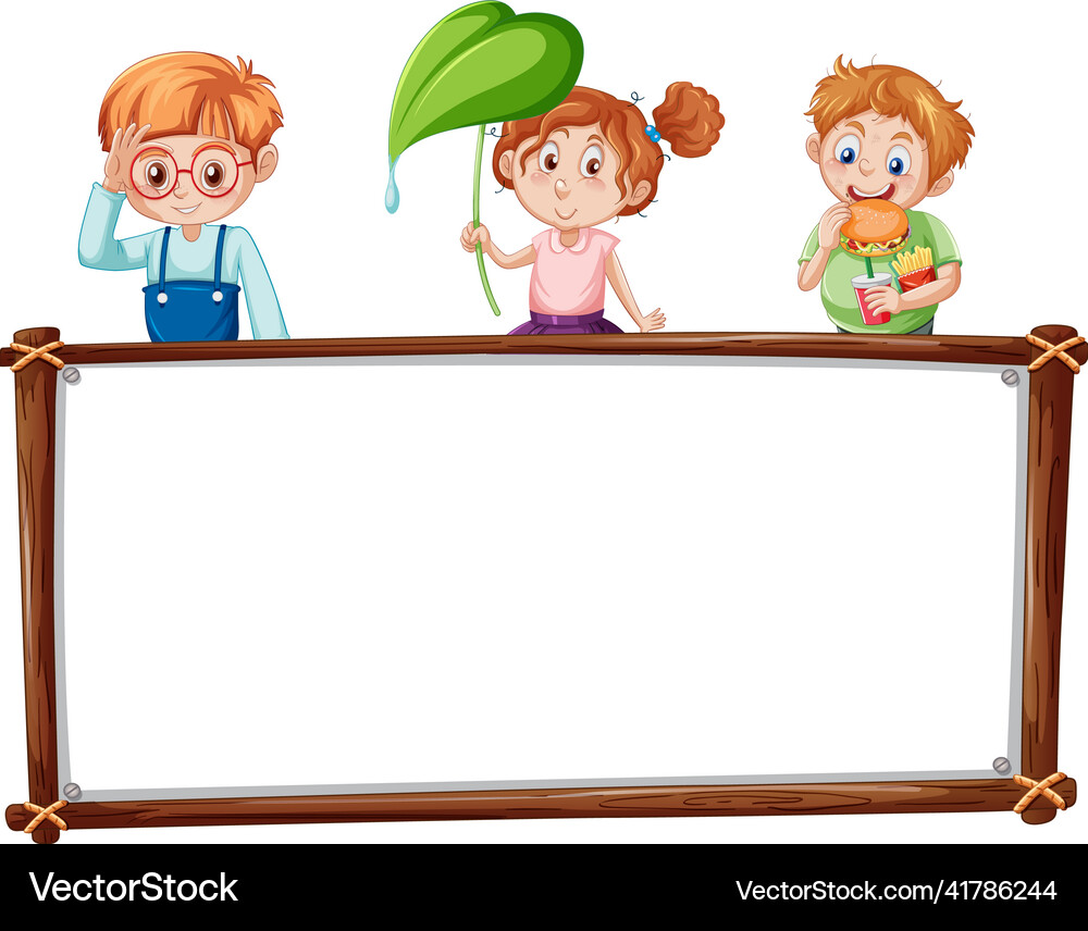 Board template with happy kids Royalty Free Vector Image