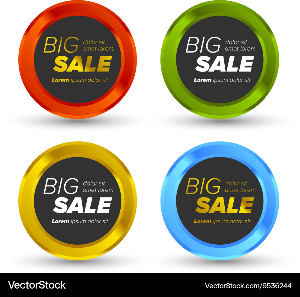 Colorful big sale tags Royalty Free Vector Image