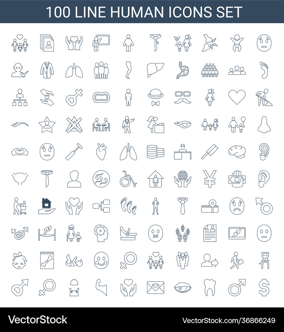100 human icons Royalty Free Vector Image - VectorStock
