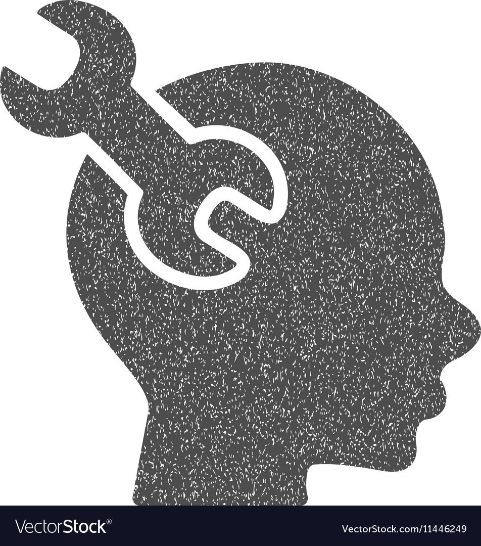 Brain service wrench grainy texture icon Vector Image Brain service wrench grainy texture icon Vector Image