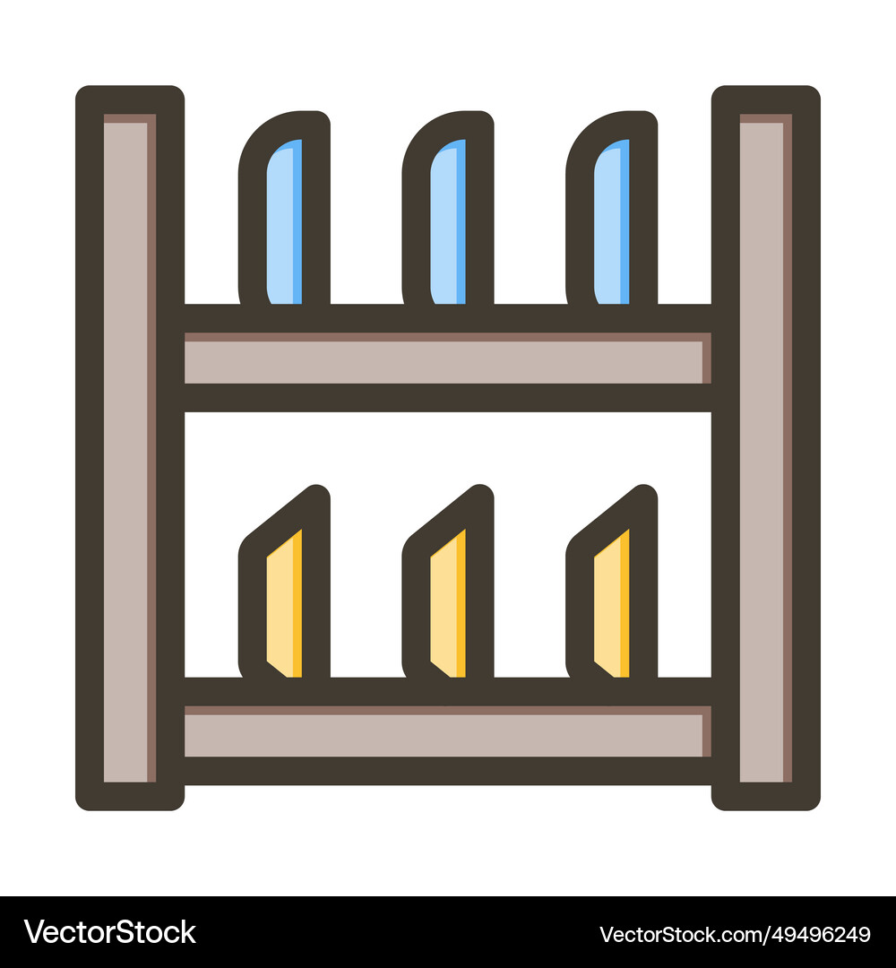 Dish rack thick line filled colors icon Royalty Free Vector