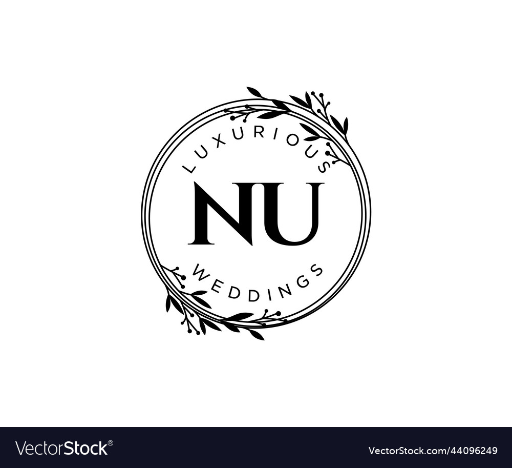 Nu initials letter wedding monogram logos Vector Image
