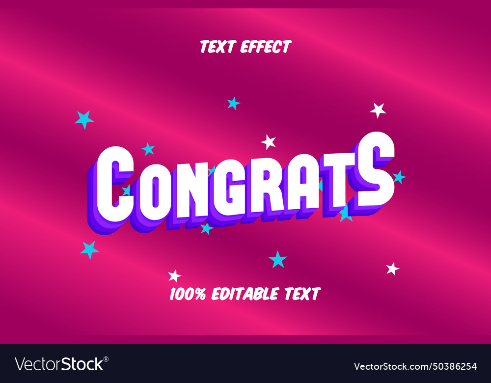 Congratulation editable text effect Royalty Free Vector