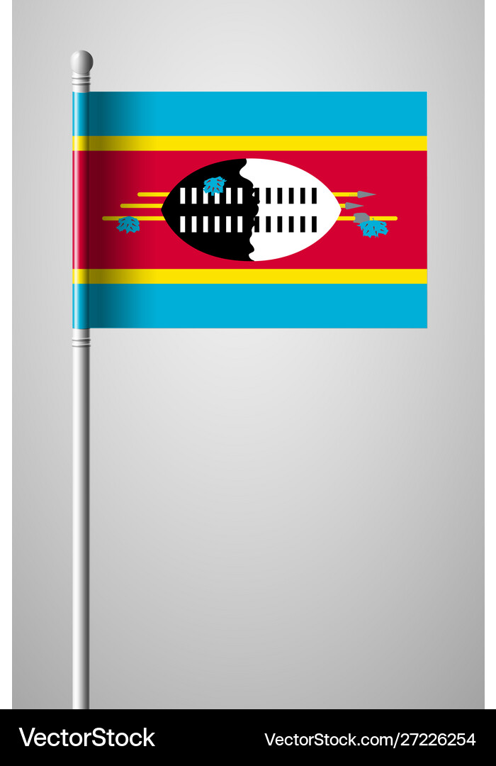 Flag eswatini national on flagpole Royalty Free Vector Image