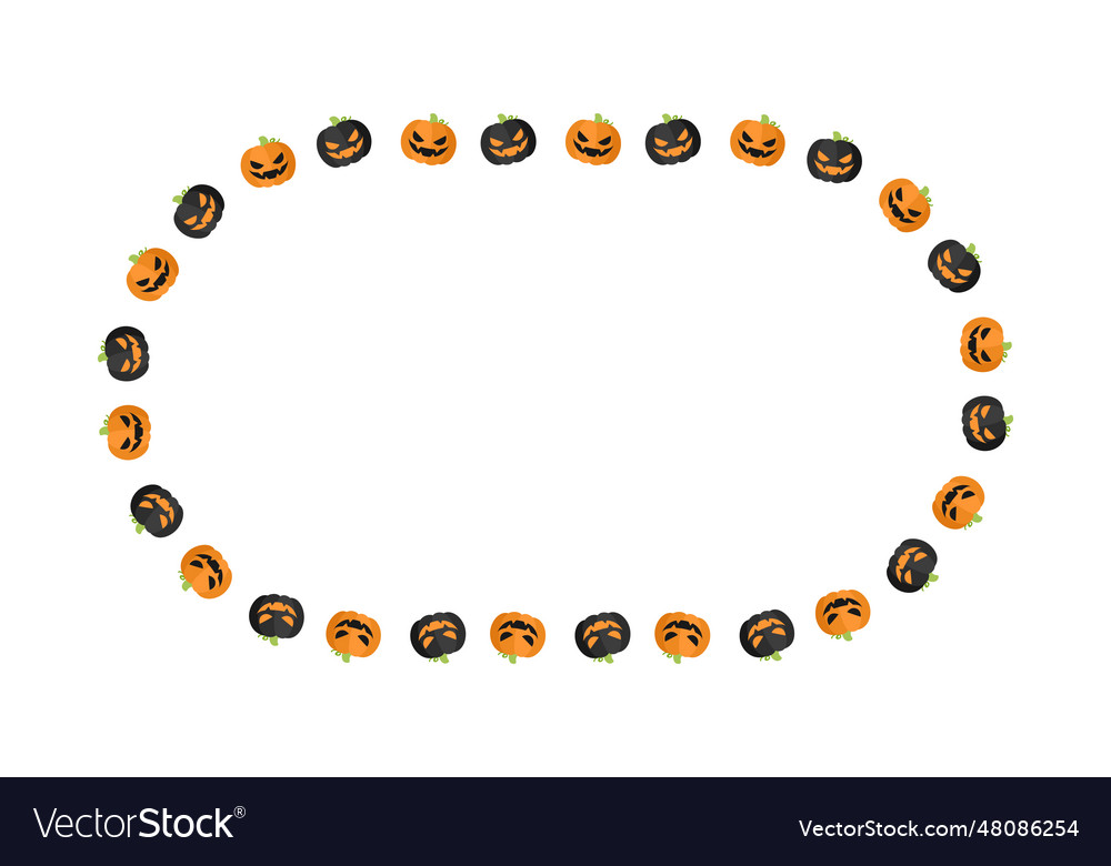 Oval jack o lantern halloween frame border with Vector Image