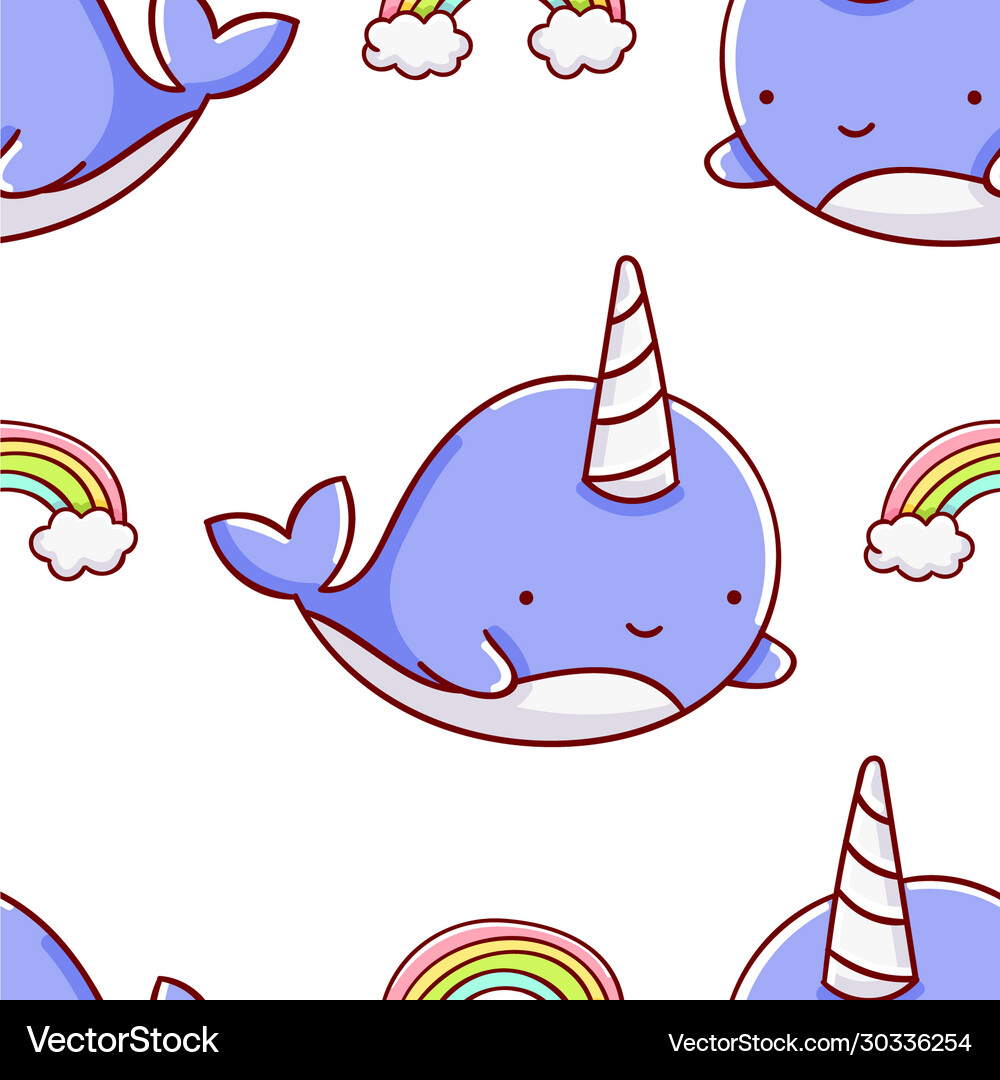 Simple seamless pattern cute kawaii hand drawn Vector Image