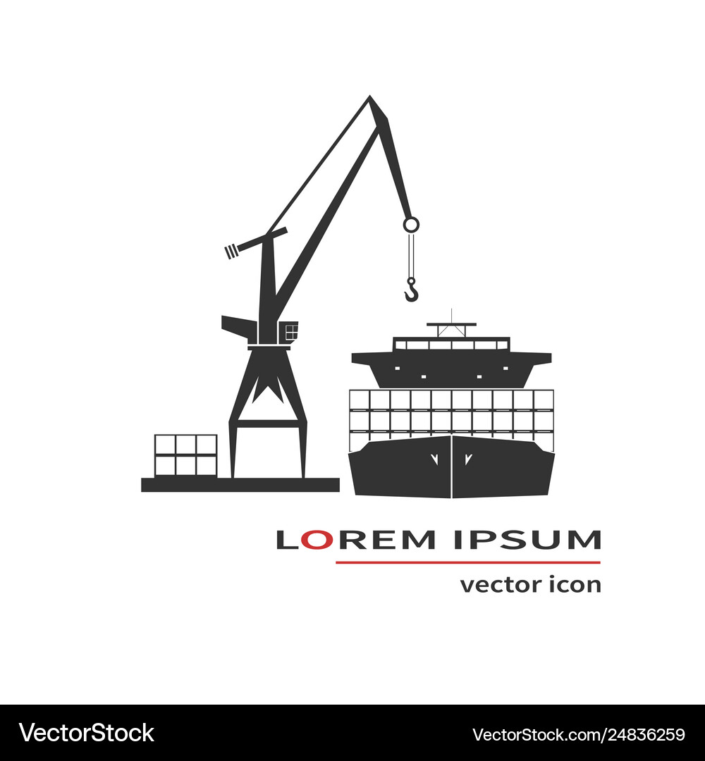 Container ship and crane Royalty Free Vector Image