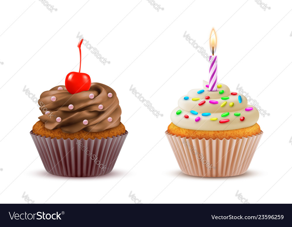 Cupcake Realistic Set Royalty Free Vector Image