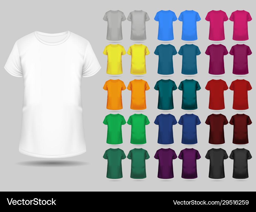 T-shirt templates collection different colors Vector Image