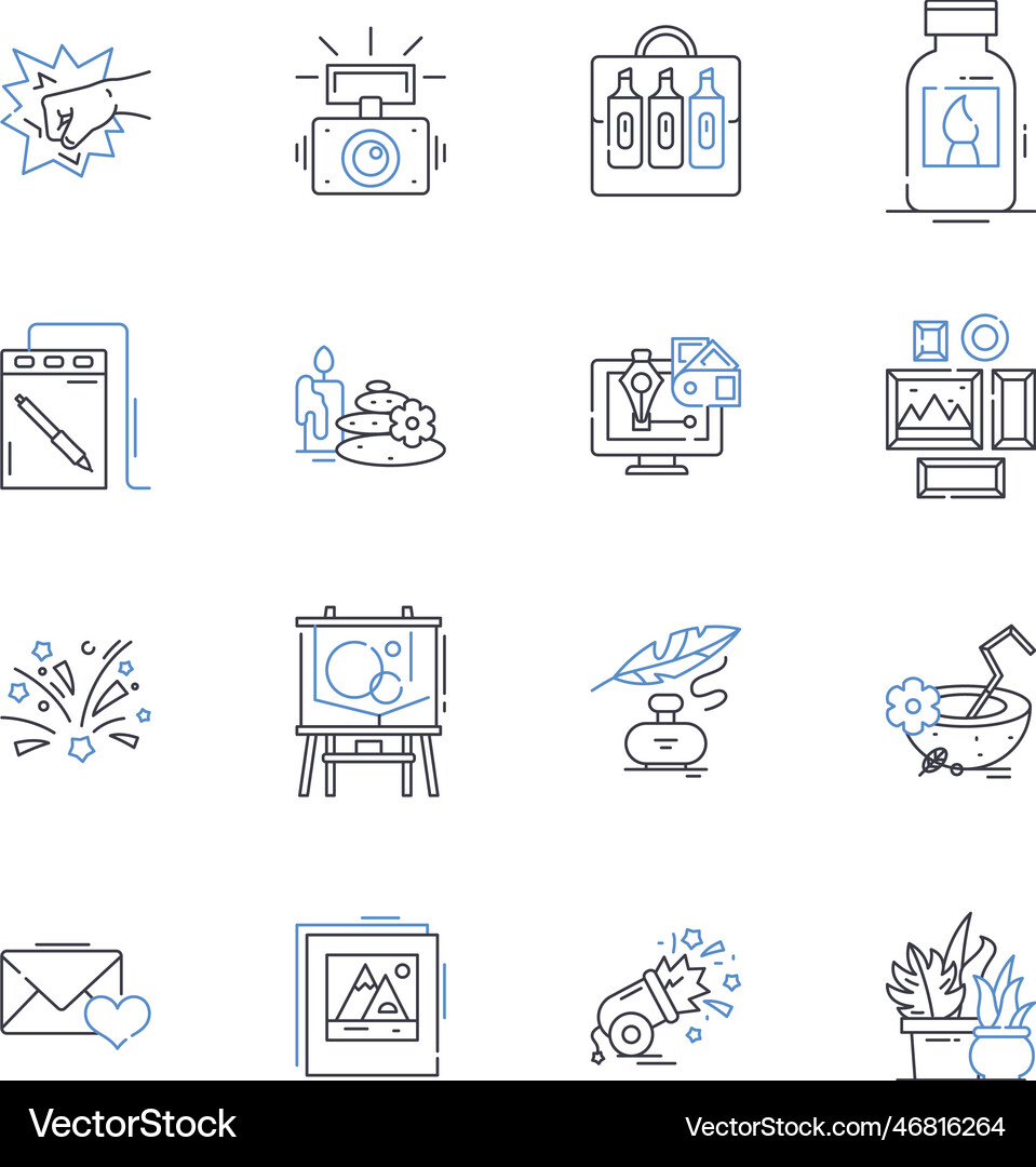 Dynamic thinking line icons collection innovation Vector Image