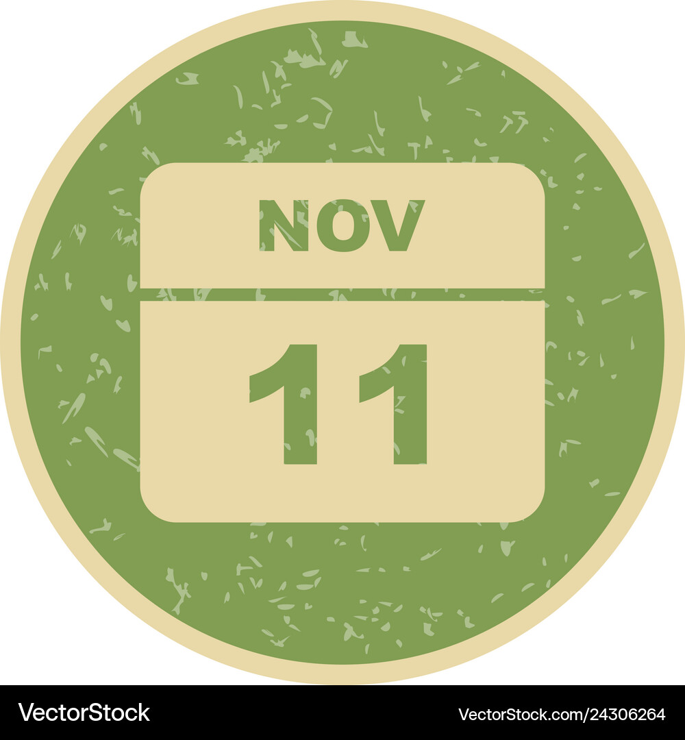 November 11th date on a single day calendar Vector Image