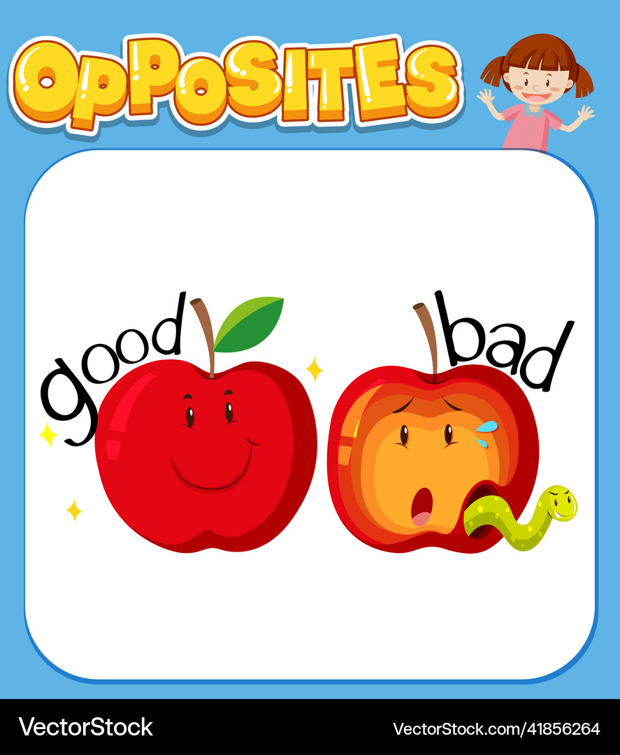 Opposite words for good and bad Royalty Free Vector Image