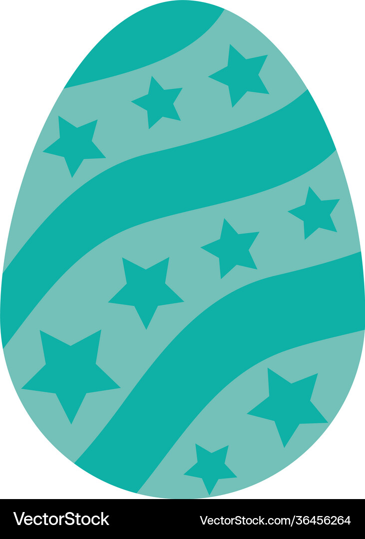 Turquoise easter egg with decorative stars Vector Image