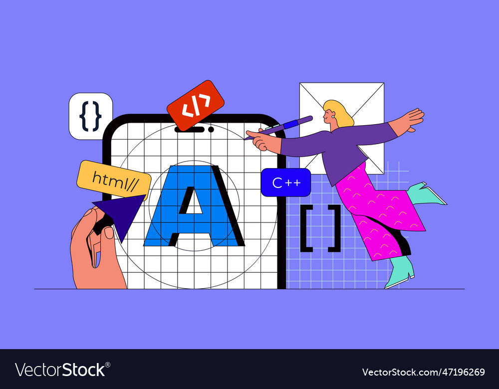 App Development Web Concept With Character Scene Vector Image