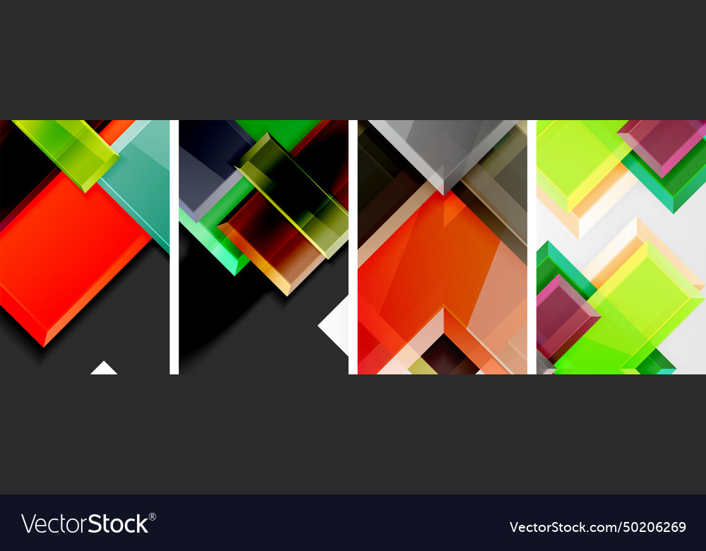 Color glass glossy square composition poster set Vector Image